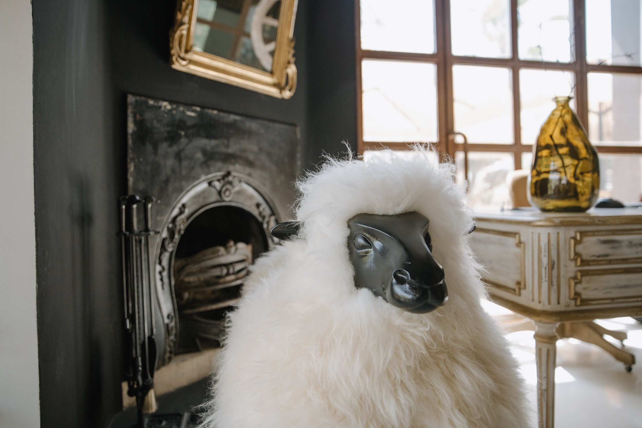 Lalanne Style Sheep Chair.luxurious Fluffy Sheepskin Stool: Soft and ...