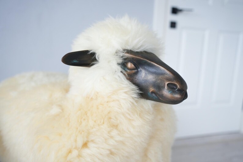 Ivory Lalanne Style Sheep Chair.luxurious Fluffy Sheepskin Stool: Soft ...
