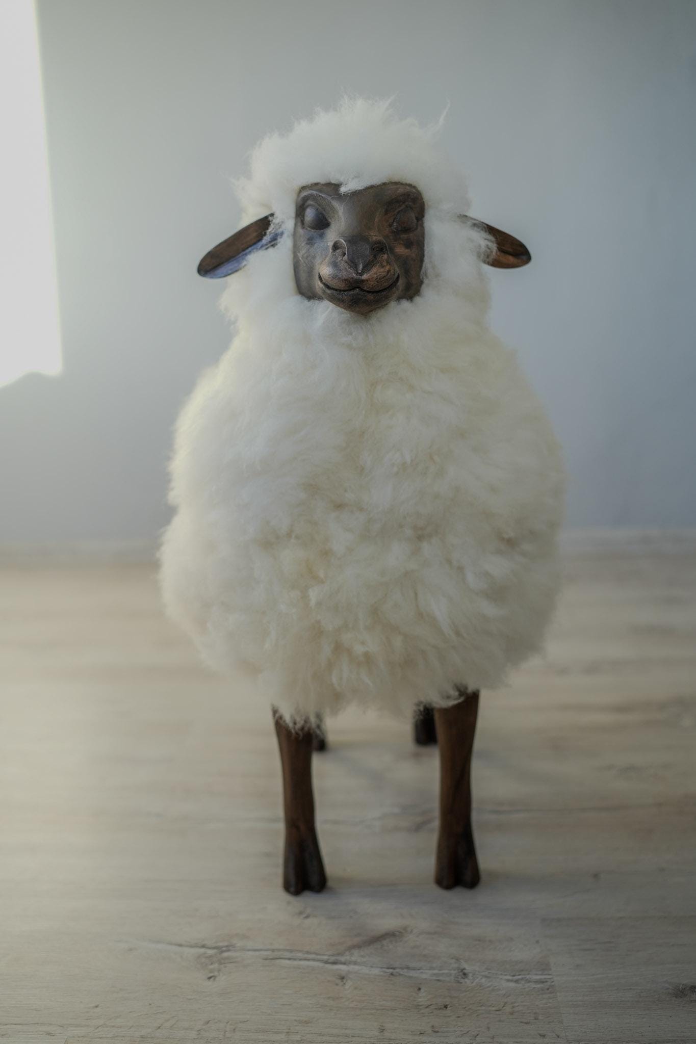 Lalanne Style Sheep Chair: Natural Sheepskin & Beech Wood - Etsy