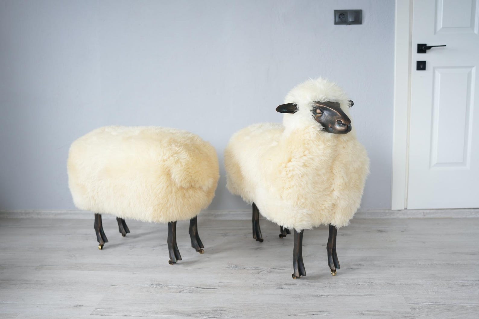 Ivory Lalanne Style Sheep Chair.luxurious Fluffy Sheepskin Stool: Soft ...