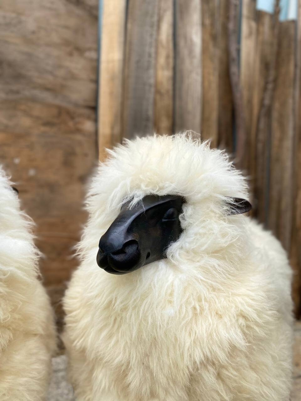 White Large Sheep Stool Made of Natural Sheep Fur in the Style - Etsy
