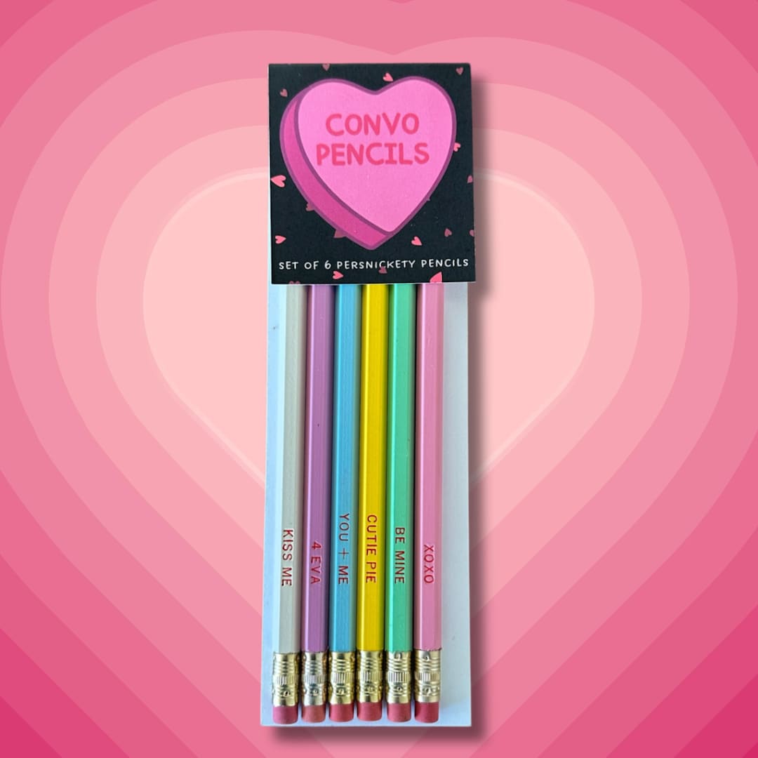 Conversation Heart Pencils | Valentine's Day Stationery Set - Etsy