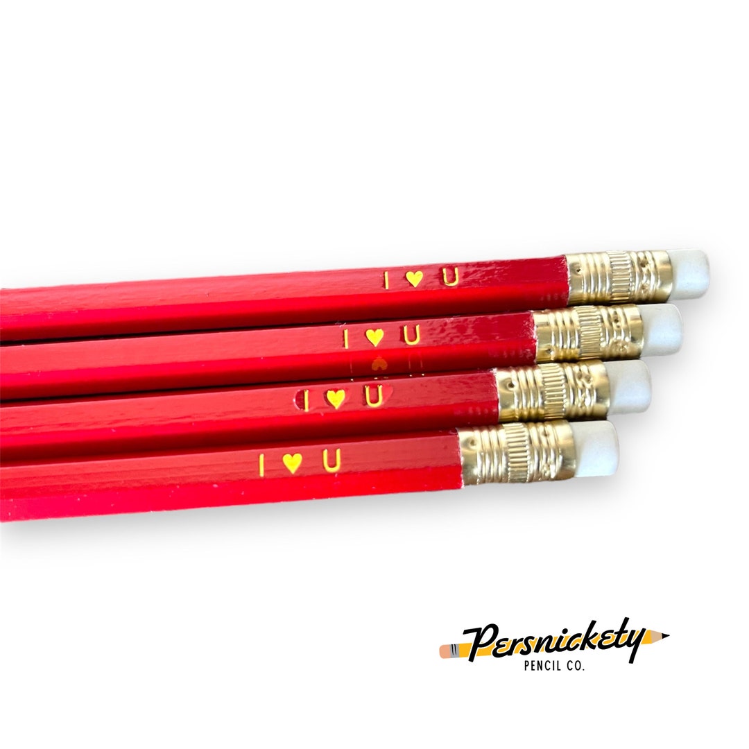I heart U Pencil Set Set of Six Foil Stamped Pencils Cute Stationery ...