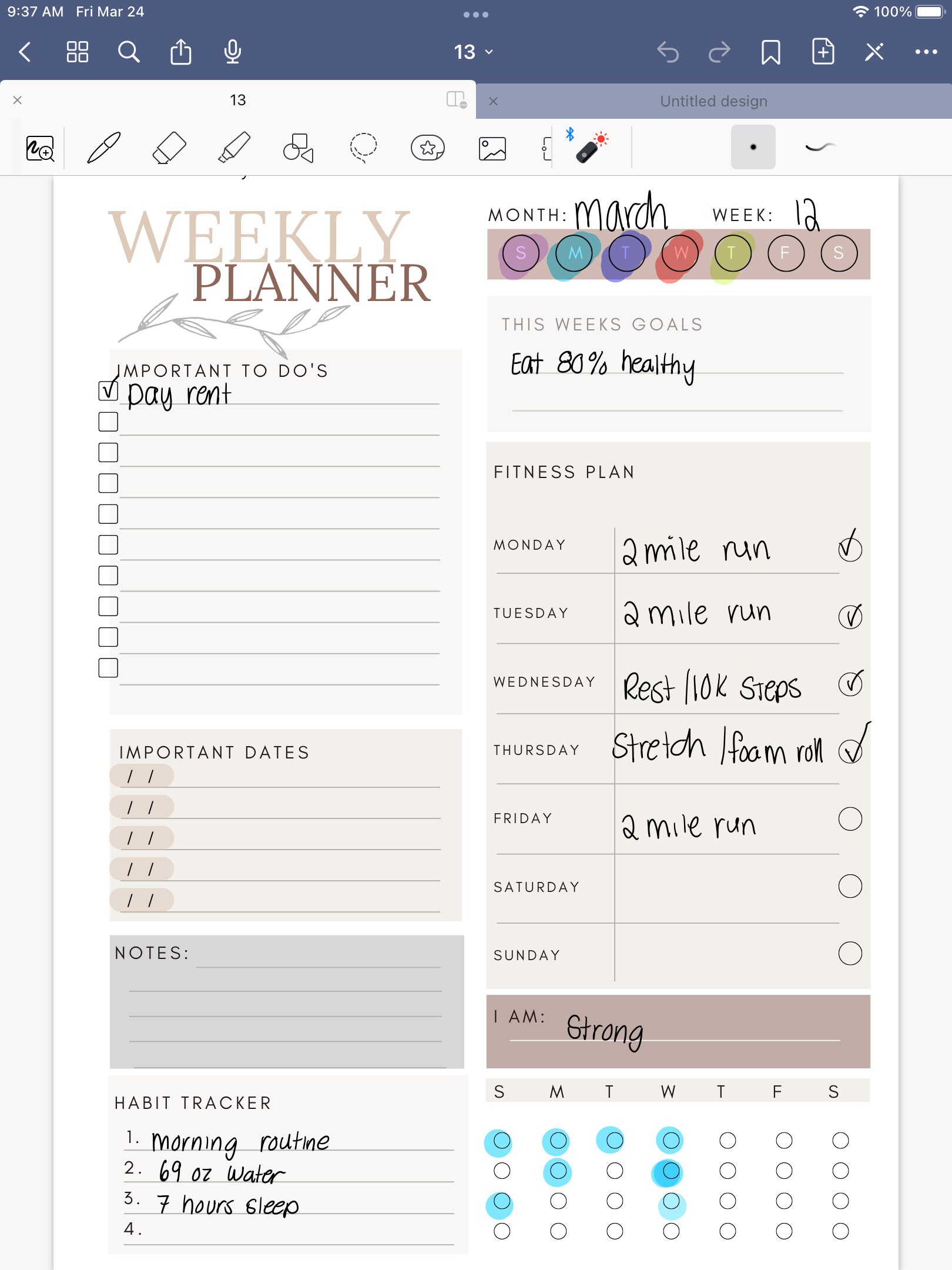 Clean and Simple Digital Weekly Planner, 52 Week Planner, Habit and ...