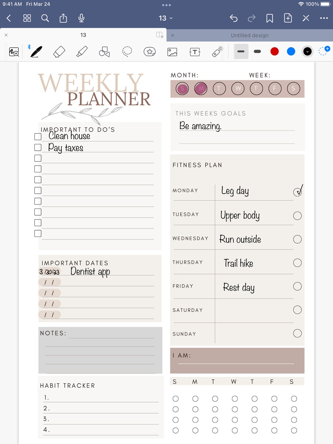 Clean and Simple Digital Weekly Planner, 52 Week Planner, Habit and ...