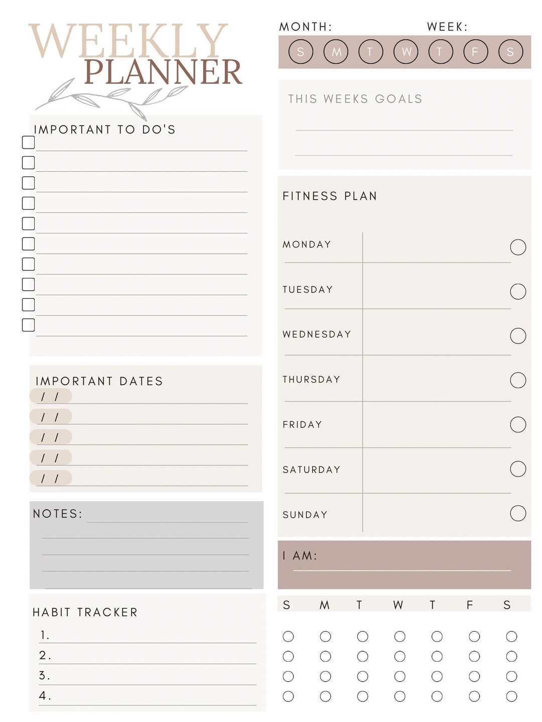 Clean and Simple Digital Weekly Planner, 52 Week Planner, Habit and ...
