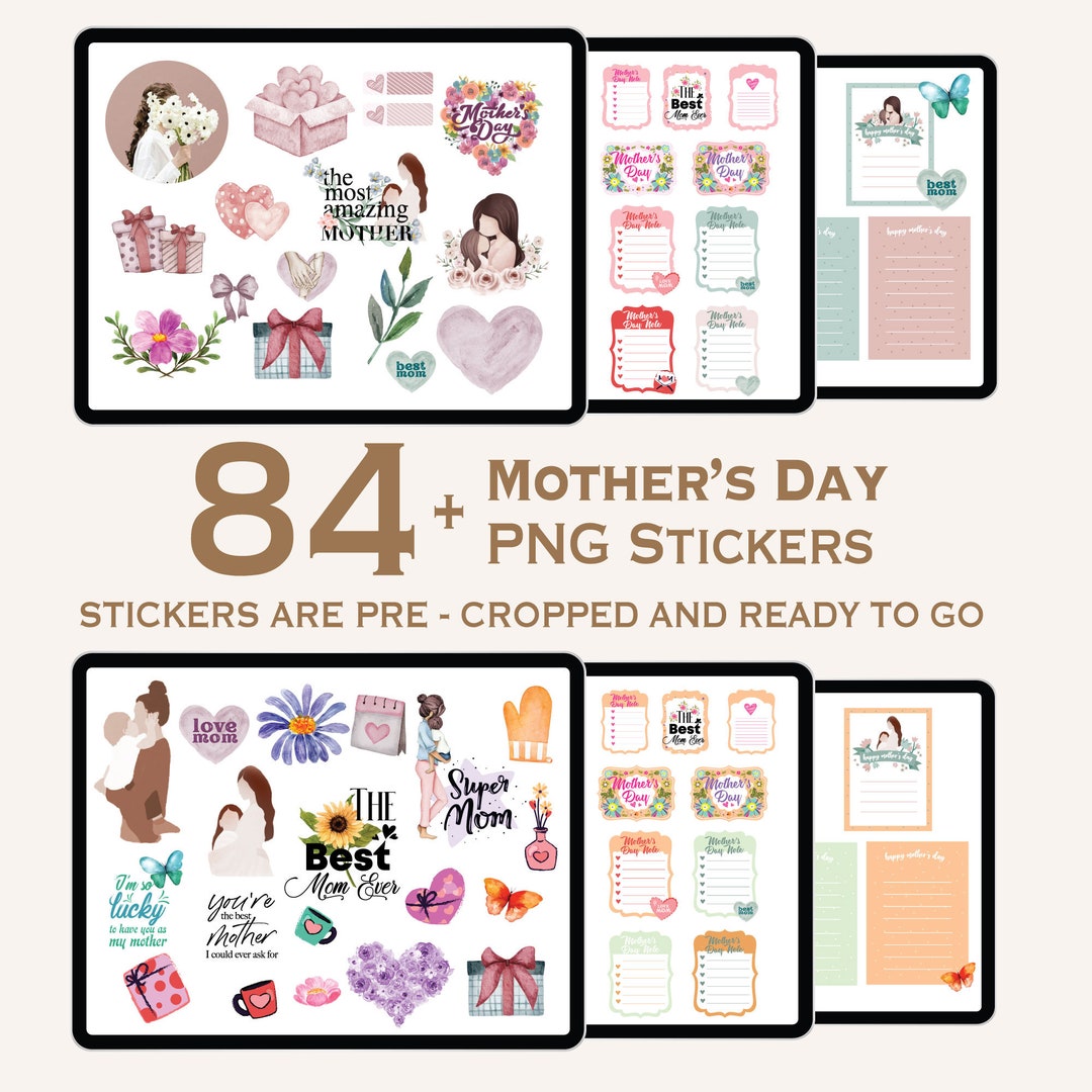 MOTHER'S DAY Digital Sticker for Goodnotes PNG Files of - Etsy