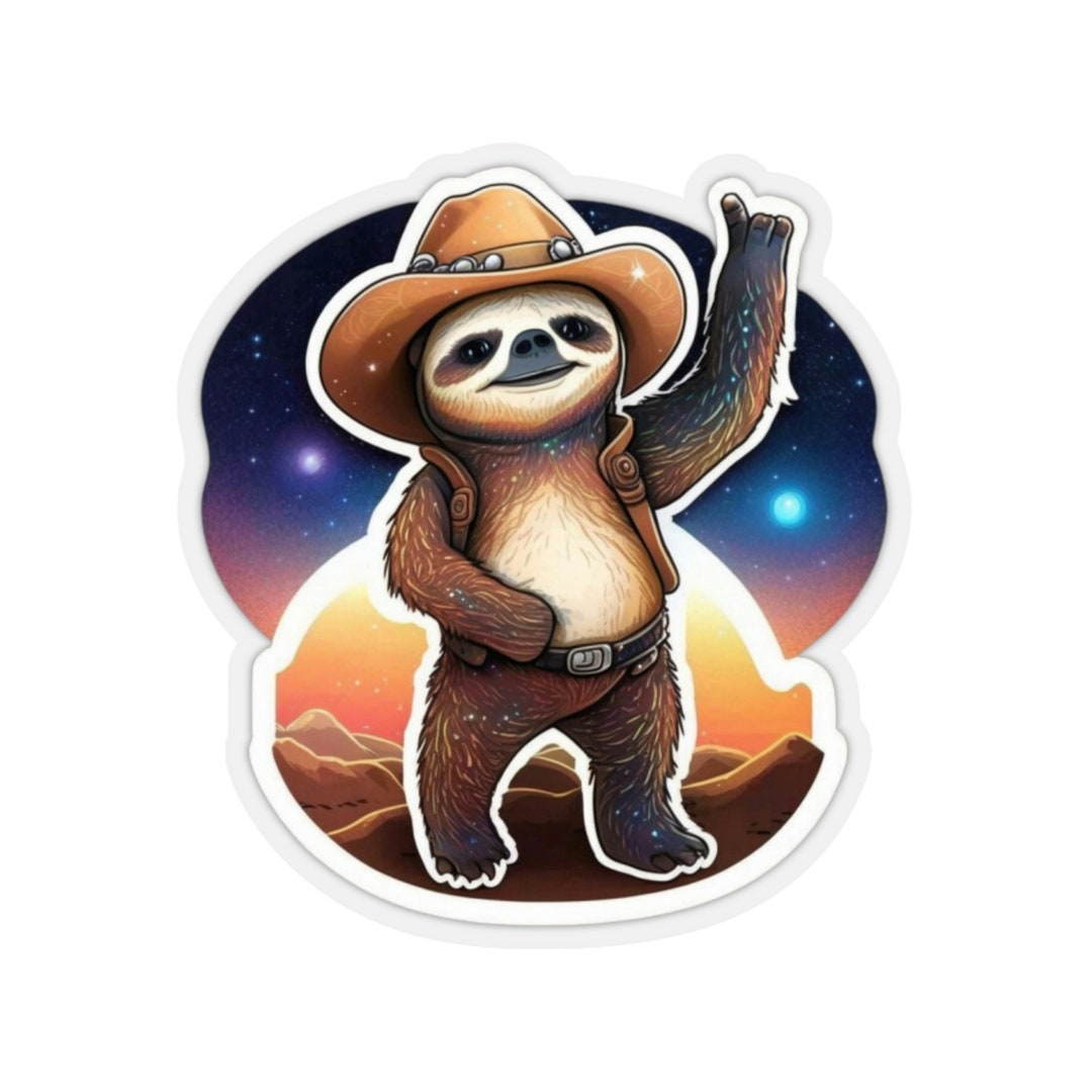 Sloth Cowboy Space Vinyl Sticker Water Bottle Decal & Laptop Sticker - Etsy