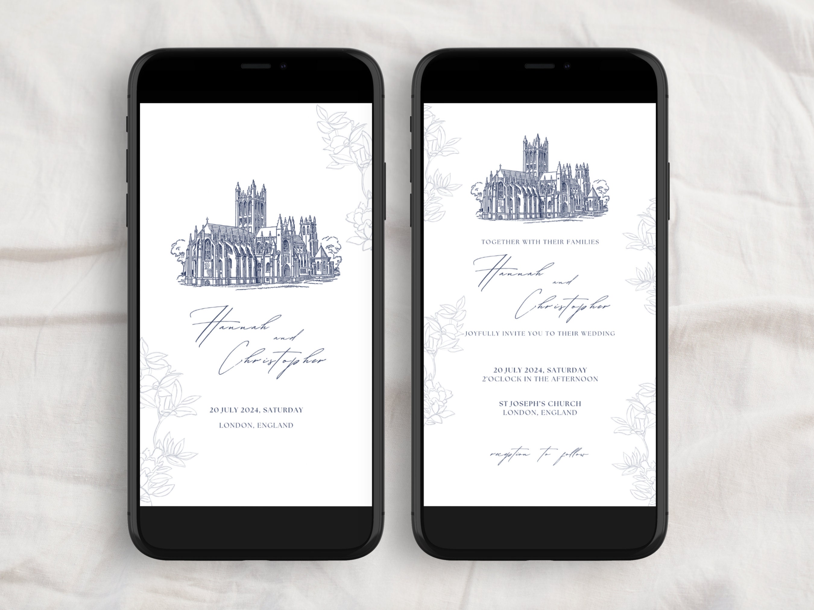 Church Wedding Invitation Chapel Wedding Invite Elegant Printable ...
