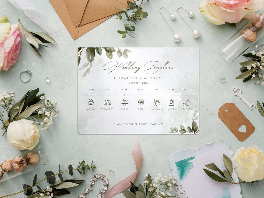 MIA Wedding Timeline Template, Wedding Day Timeline Template, Editable ...