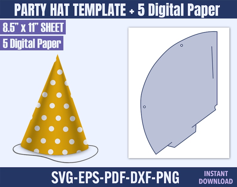 Party Hat Template Party Hat Svg Birthday Hat Template - Etsy