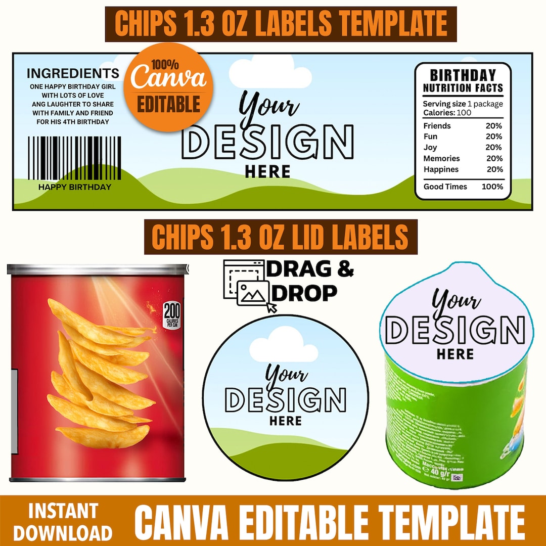 1.3 Oz Chip Labels Template, Chip Bag Template Canva, Chip Can Label ...