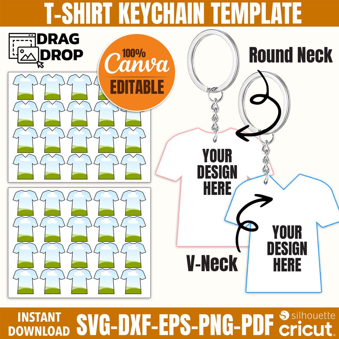 T-shirt Keychain Template Bundle, Keychain Template Svg, T-shirt ...