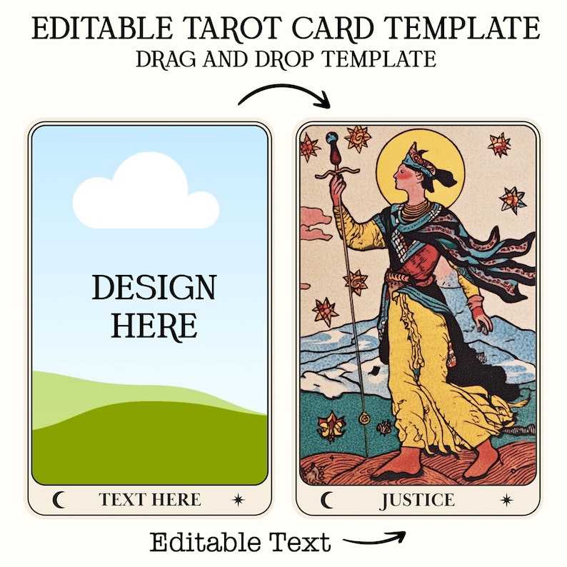 Custom Tarot Card Template: Editable Canva Design (digital Download) - Etsy