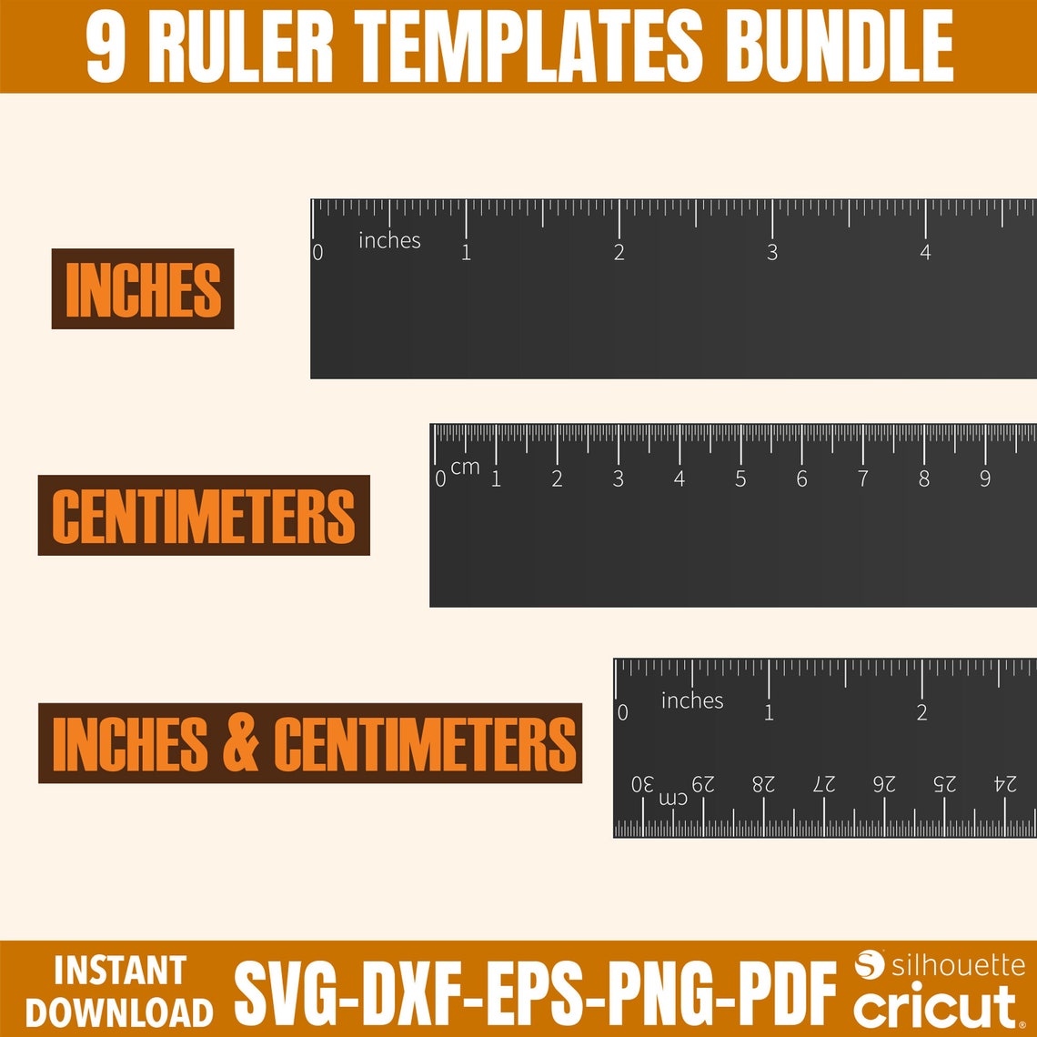 Ruler SVG Template Bundle: Inches & Centimeters (digital Download) - Etsy