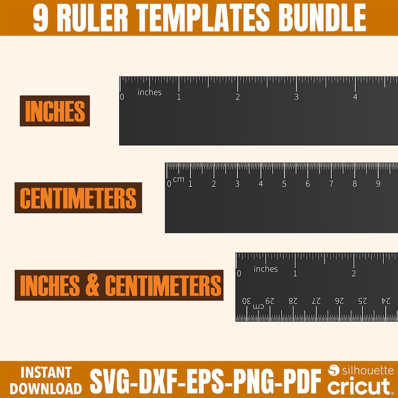 Ruler SVG Template Bundle: Inches & Centimeters (digital Download) - Etsy