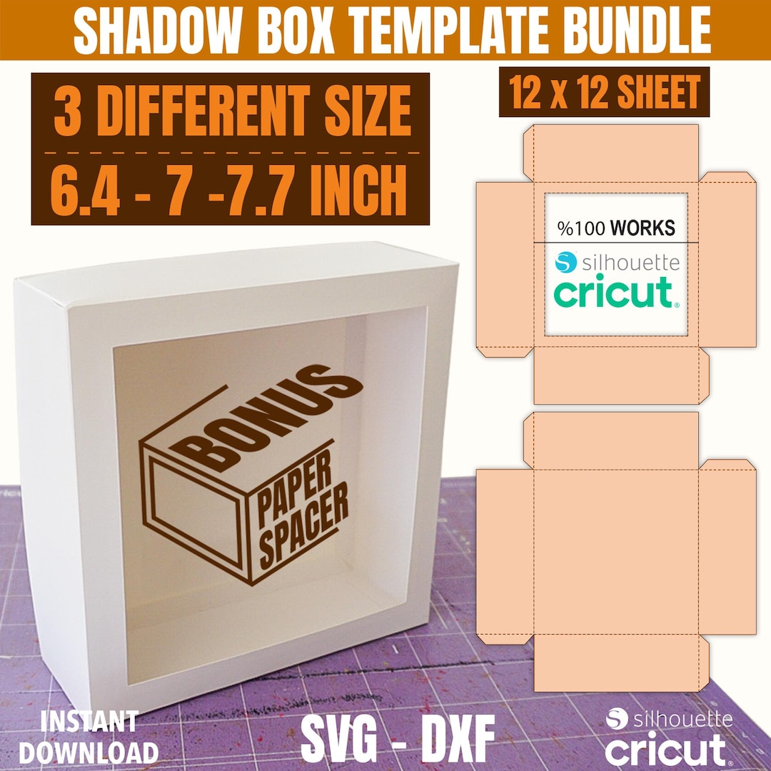 Square Shadow Box Template Bundle: 3D SVG, Cricut, Flexi Spacers ...