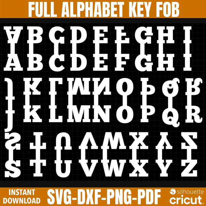 Alphabet Key Fob SVG: Faux Leather Keychain Template (digital Download ...