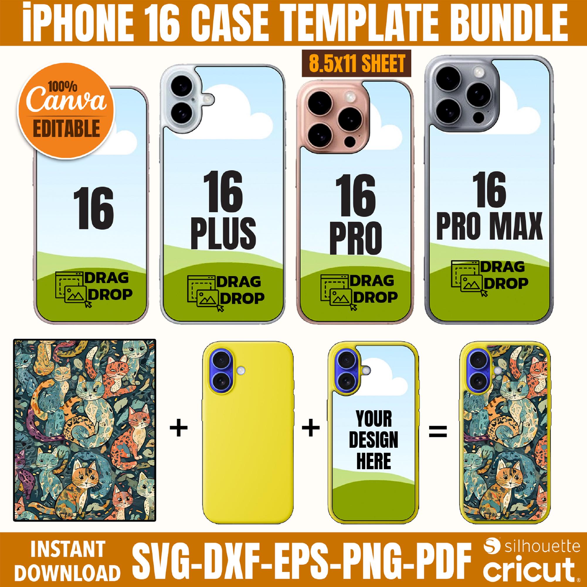 IPhone 16 Case Template Bundle: Sublimation-ready Canva Designs ...