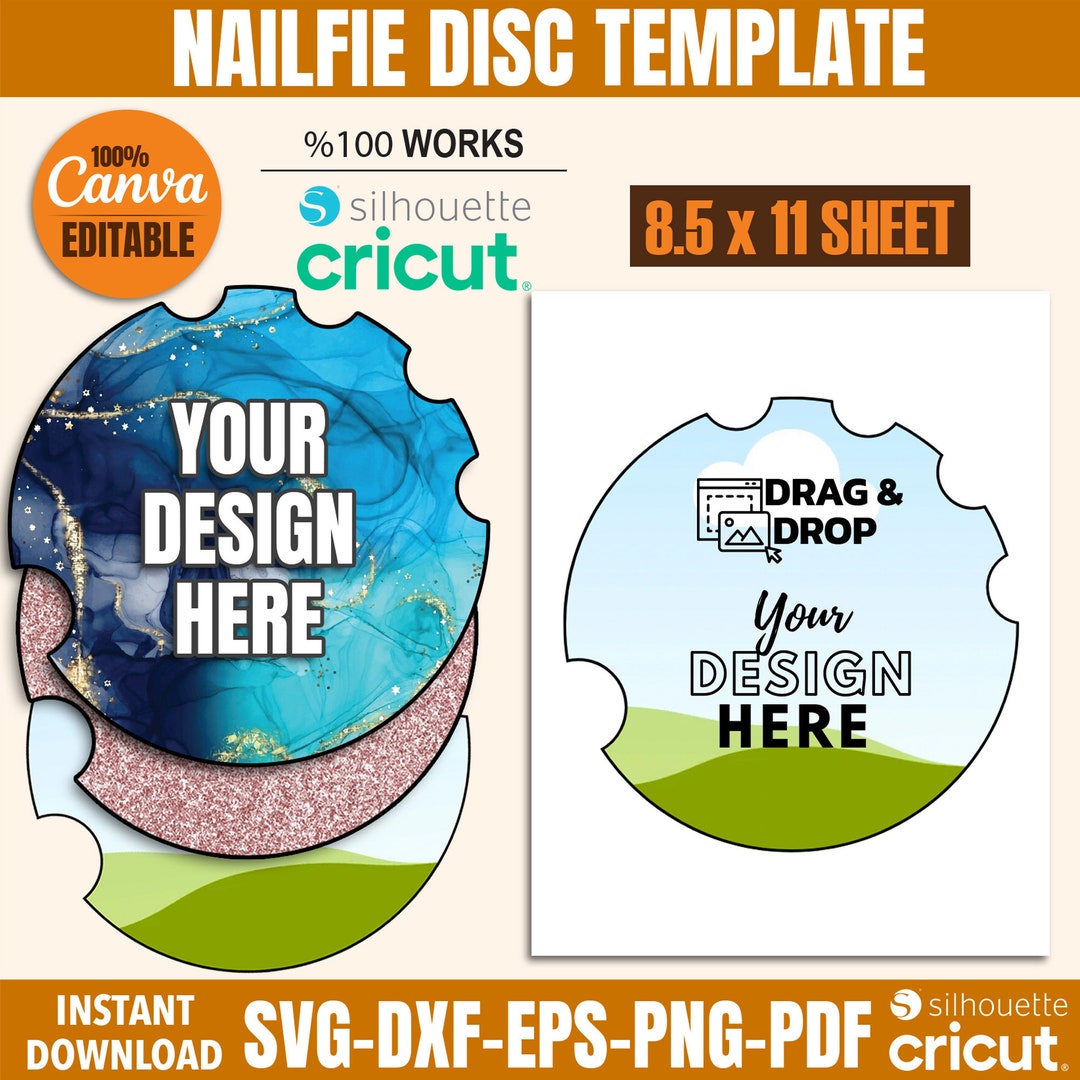 Nailfie Disc Template: Canva, Cricut, Silhouette (digital Download) - Etsy