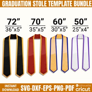 Graduation Stole Template Bundle: Canva Editable, SVG, PNG, PDF ...