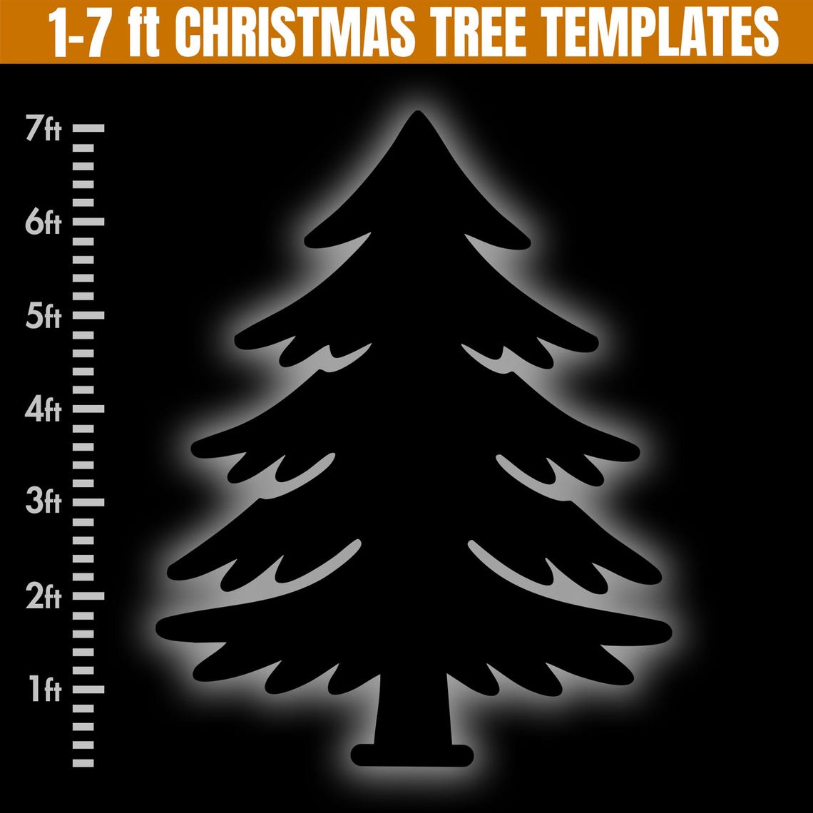 Life Size Christmas Tree Pattern PDF, 1ft–7ft Trace & Cut Christmas ...