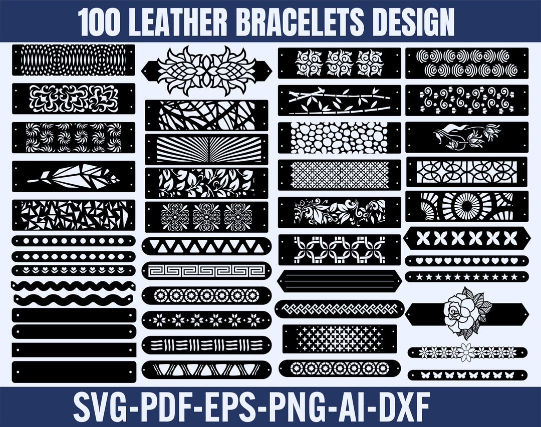 100 Leather Bracelet Designs SVG, Laser Cut Files (digital Download) - Etsy