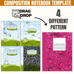 Canva Composition Notebook Cover Template: 10 Editable Label Designs ...