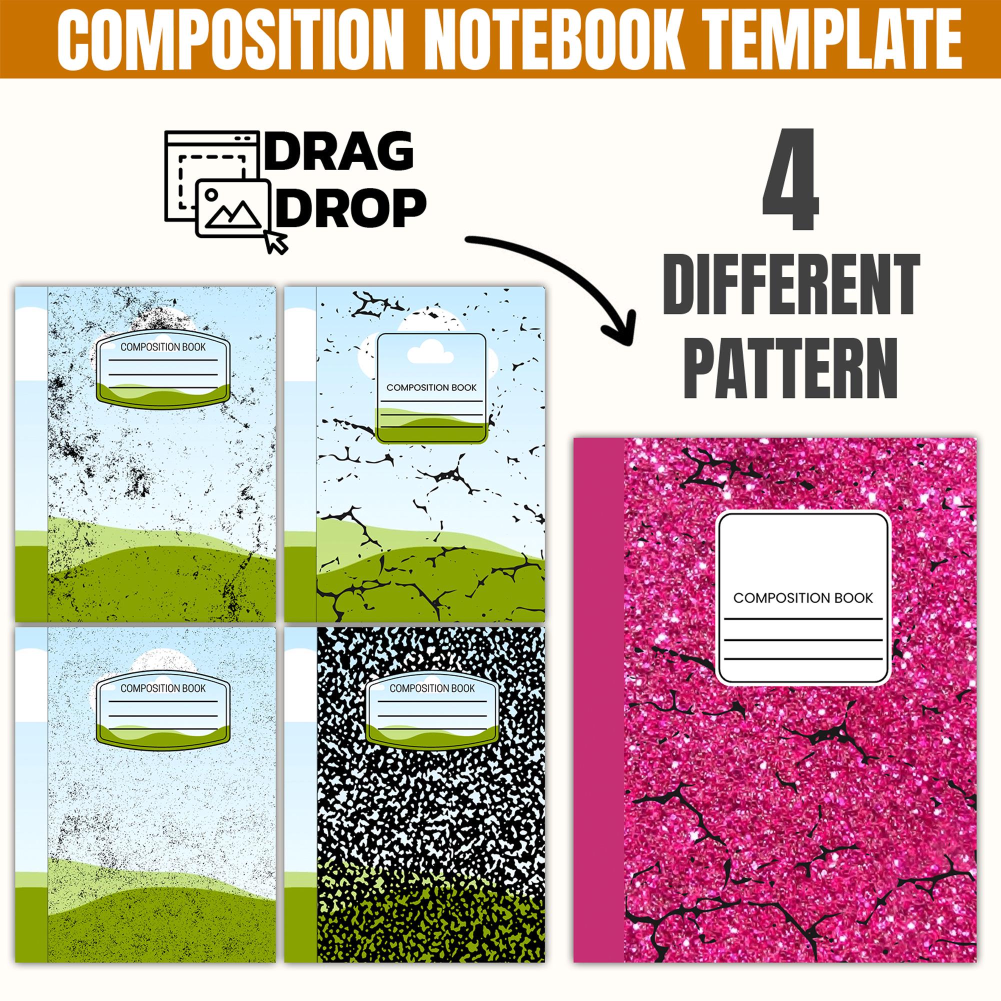 Canva Composition Notebook Cover Template: 10 Editable Label Designs ...