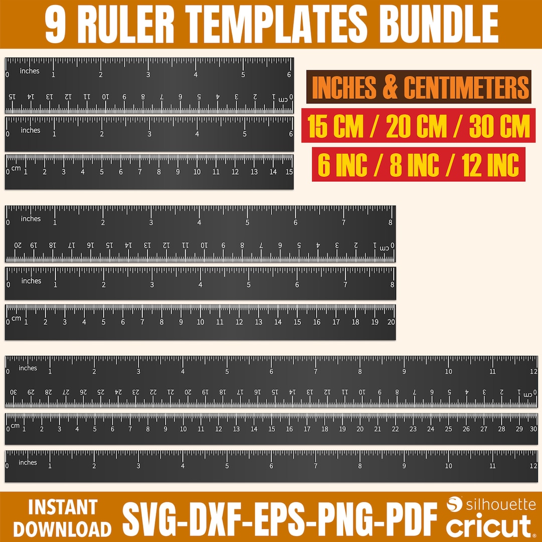 Ruler SVG Template Bundle: Inches & Centimeters (digital Download) - Etsy