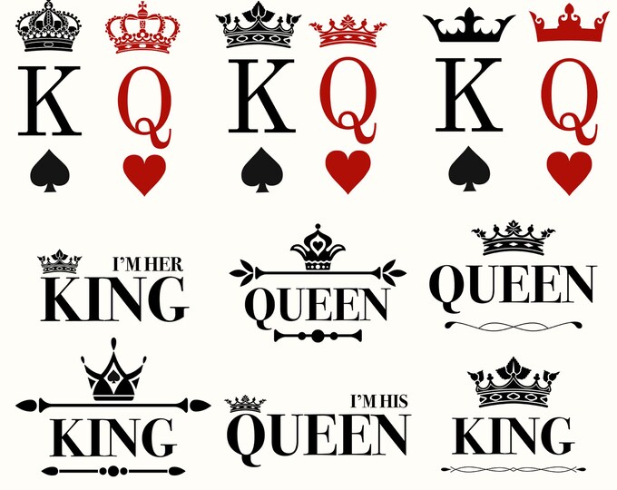 King and Queen Crown SVG Bundle | Couple Matching Designs (digital ...