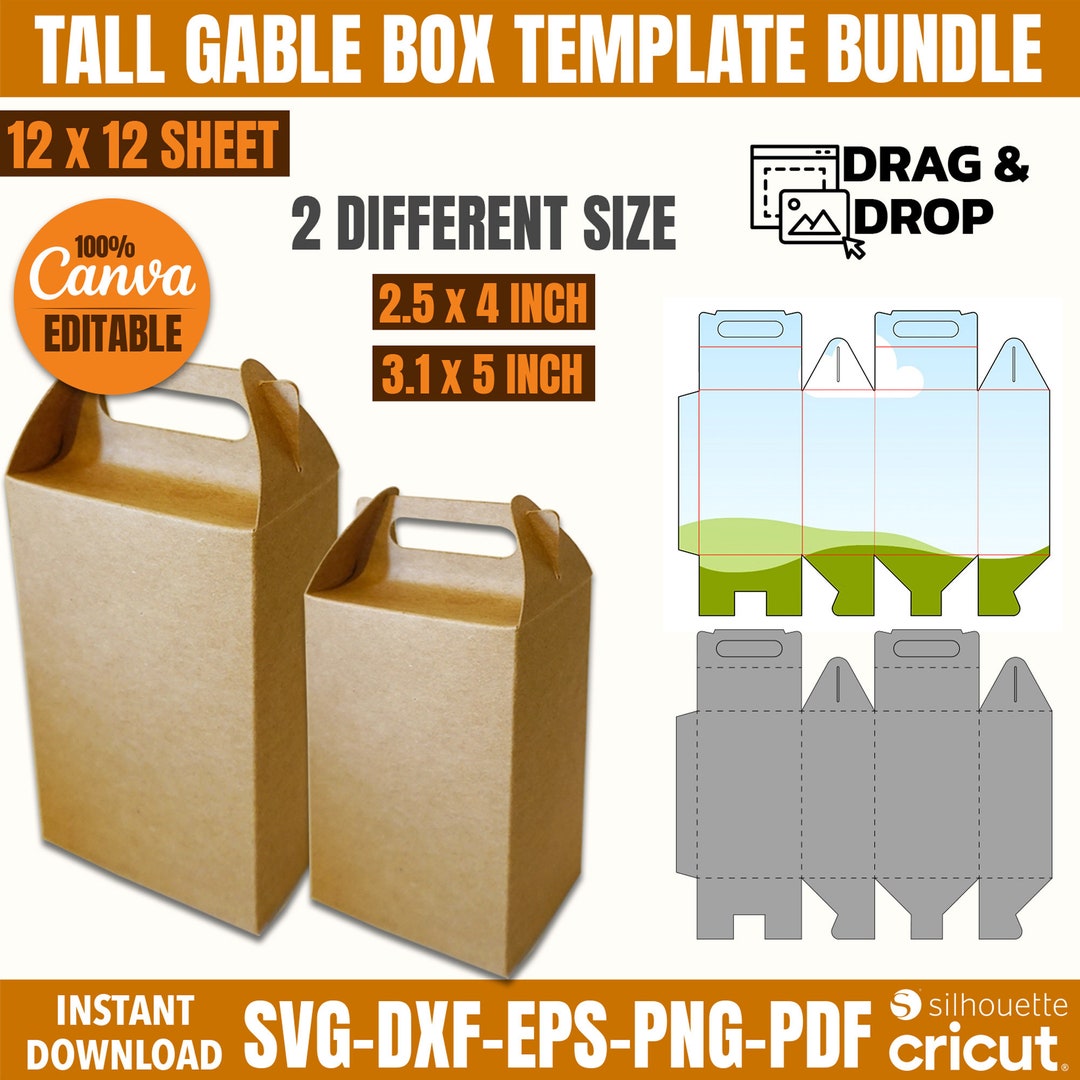 Tall Gable Box Template Bundle: Party Favor & Gift Box (digital Download) - Etsy