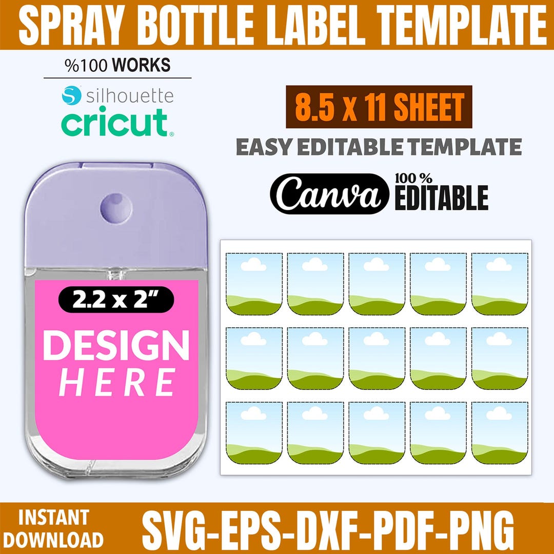 Spray Bottle Label Template Editable Canva, Cleaning Labels Printable ...