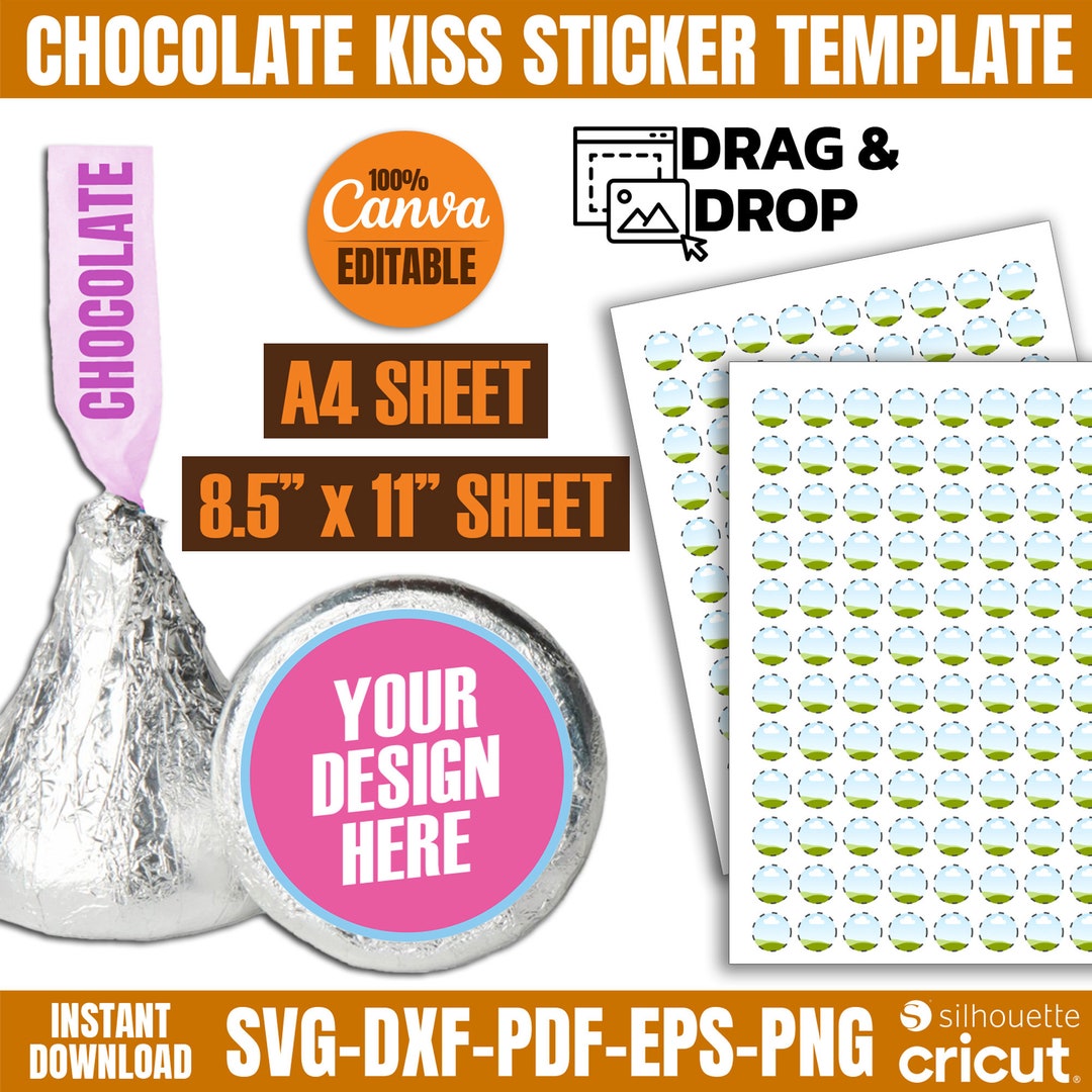 Mini Sticker Template, Chocolate Label Svg, Party Template, Editable ...
