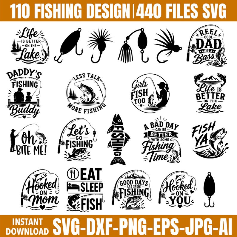 110 Fishing SVG Bundle, Fishing Designs Svg, Bass Fishing Png, Fishing ...
