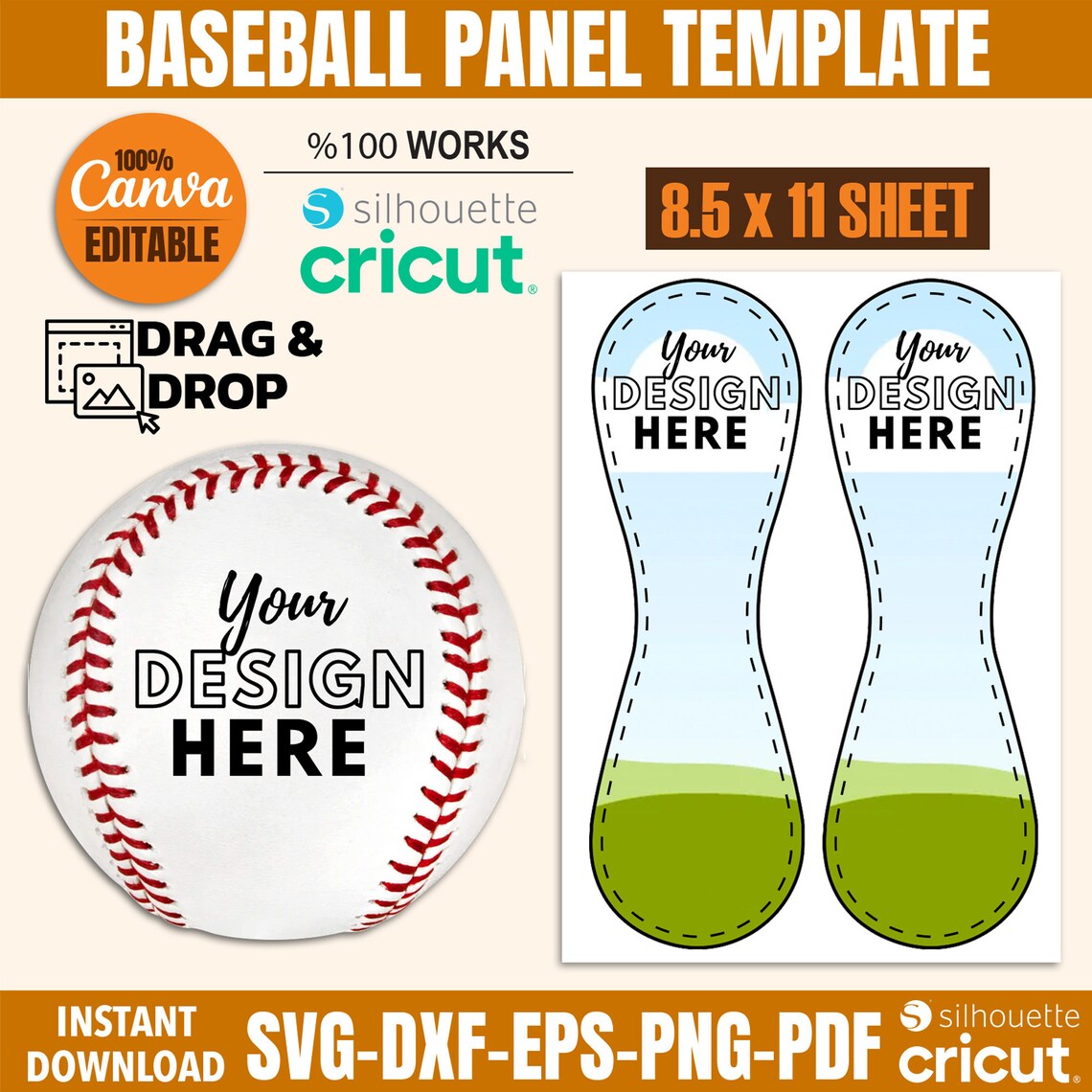 Custom Baseball Panel Template: Photo Ball Wrap (digital Download) - Etsy