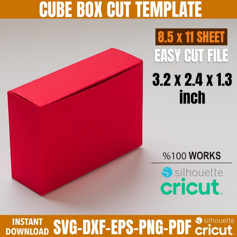 Cube Box SVG Template Bundle, 5 Sizes, Cricut Silhouette Cut File ...