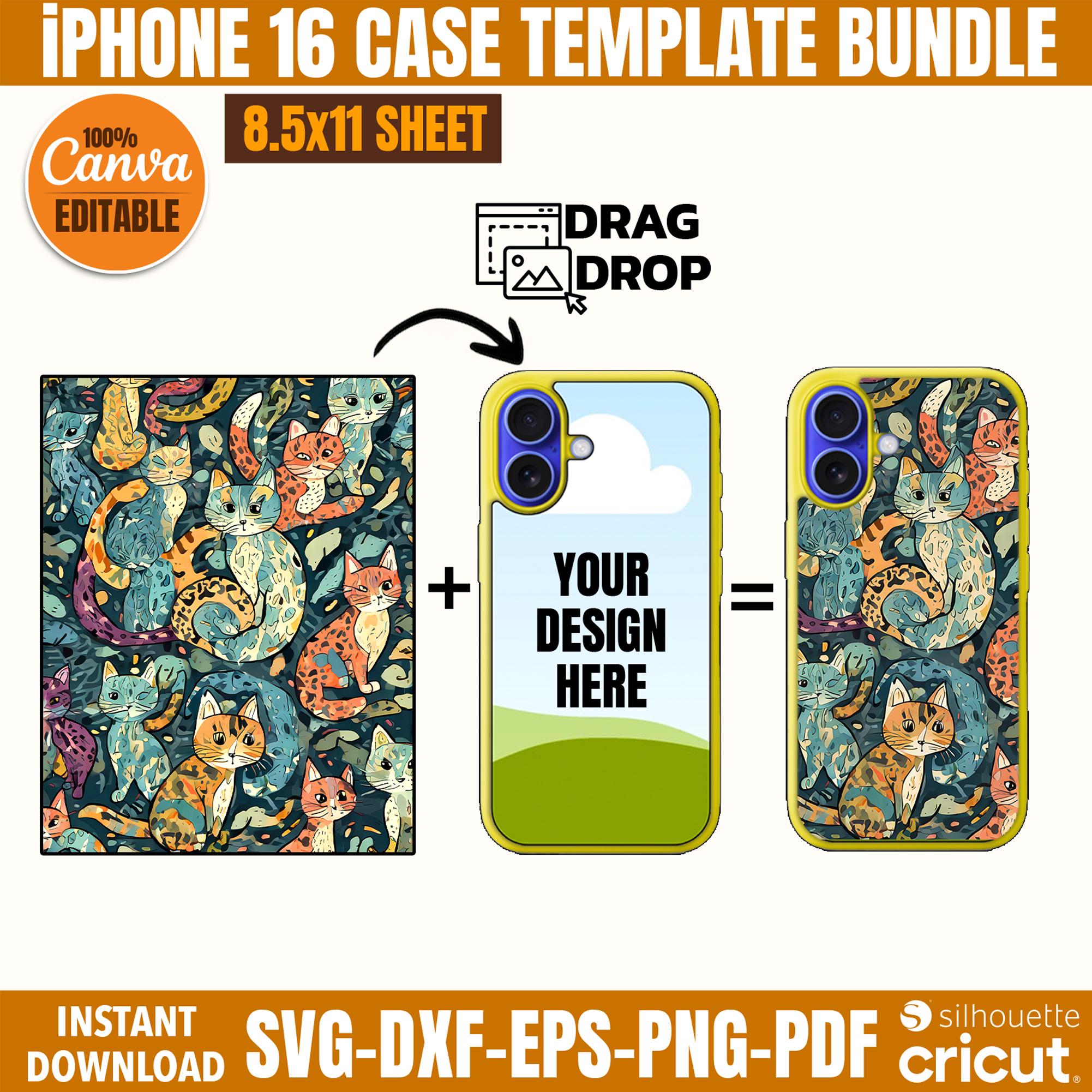 IPhone 16 Case Template Bundle: Sublimation-ready Canva Designs ...