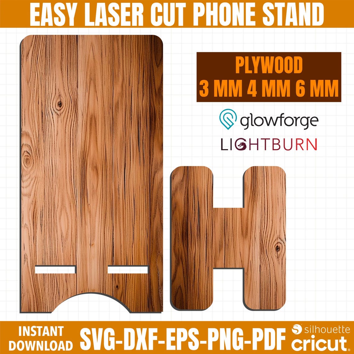 Laser Cut Plywood Phone Stand SVG File (digital Download) - Etsy