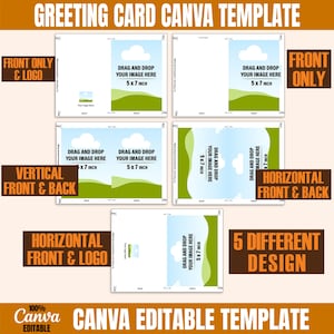 Greeting Card Canva Template Bundle: Drag & Drop Invitation (digital ...
