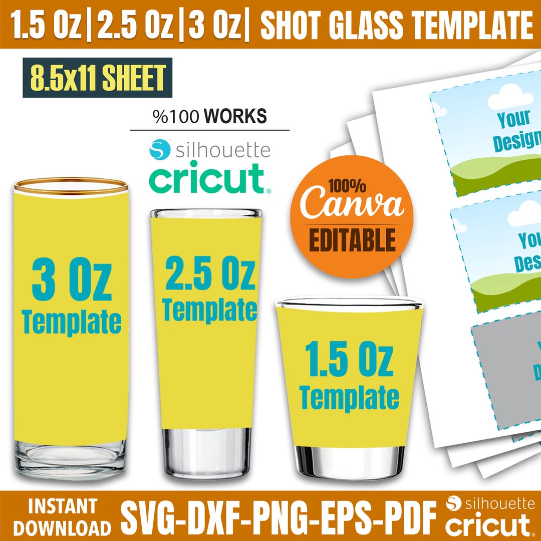 Shot Glass Template Bundle 15oz 25oz 3oz Shot Glass Wrapper Shot