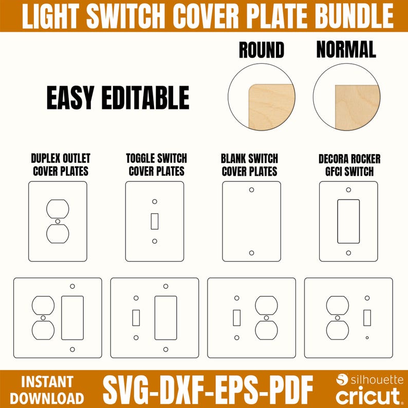 Light Switch Cover Plate Template, Laser Cut File, Xtool-glowforge - Etsy
