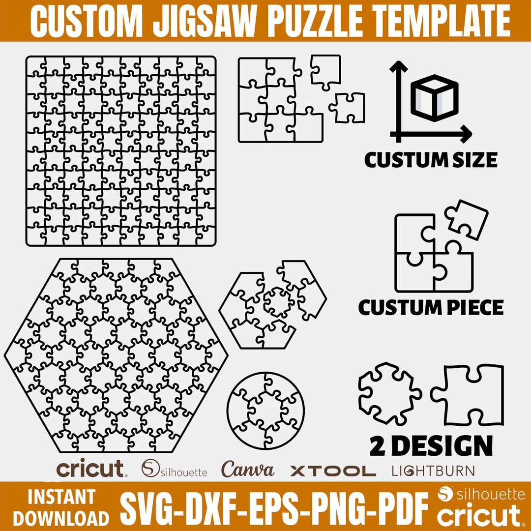 Custom Jigsaw Puzzle Template SVG | Laser Cut & Cricut - Etsy