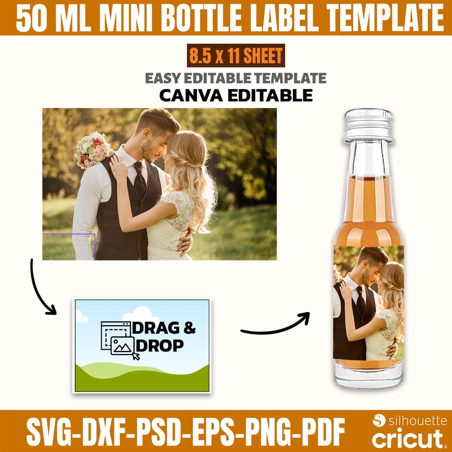 Mini Wine Bottle Label Template, Editable Favor Tags (digital Download ...