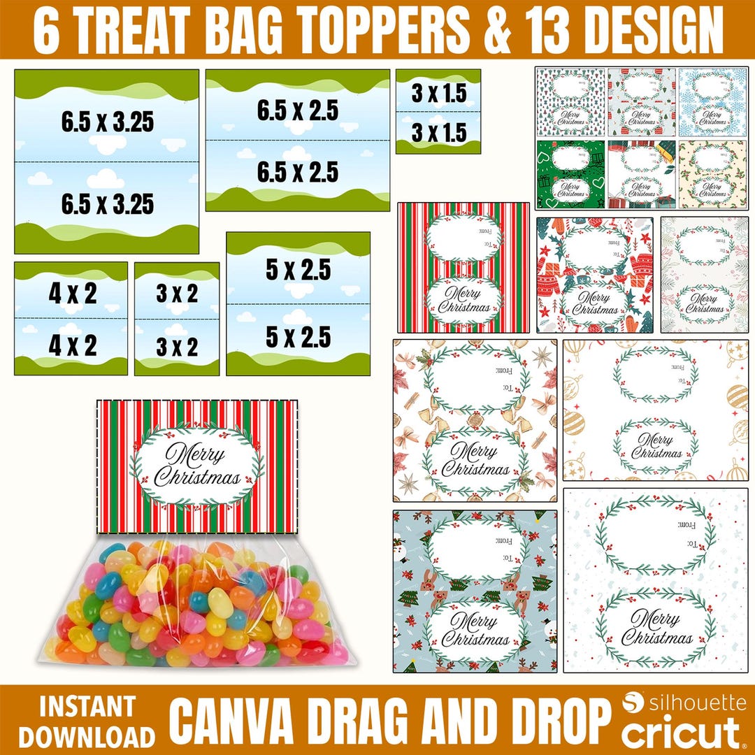 Christmas Treat Bag Template: Canva Design Bundle (digital Download) - Etsy