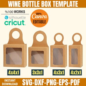 Wine Bottle Box Template SVG: Gift Box, Party Favor (digital Download ...