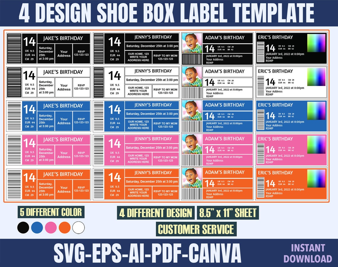 Shoe Box Label Template Svg, Shoe Box Label Svg, Sneaker Box Label ...