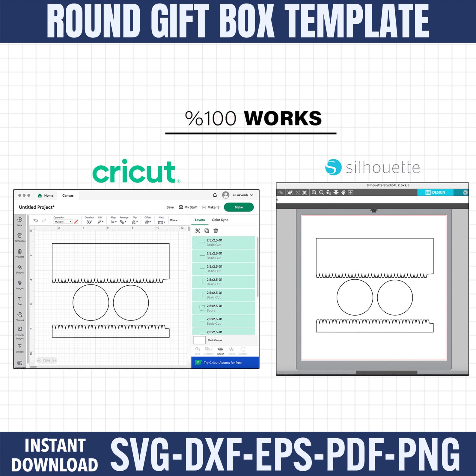 Gift Box Template, Circle Box Template, Box Svg, Gift Box Svg, Part ...
