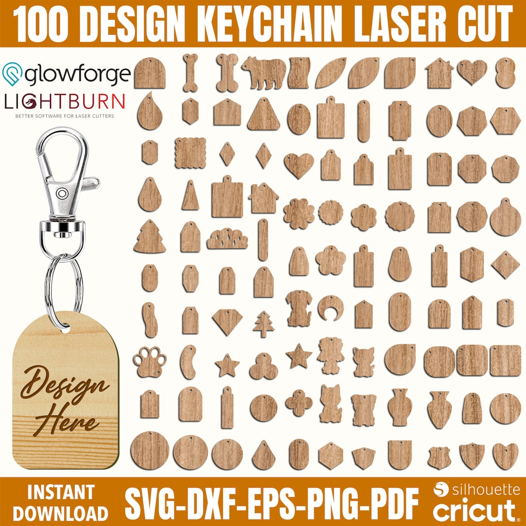 Keychain Design Laser Cut Files: SVG Bundle (digital Download) - Etsy