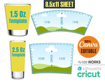 Shot Glass Template Bundle, 1.5 Oz | 2.5 Oz Shot Glass Template Svg ...